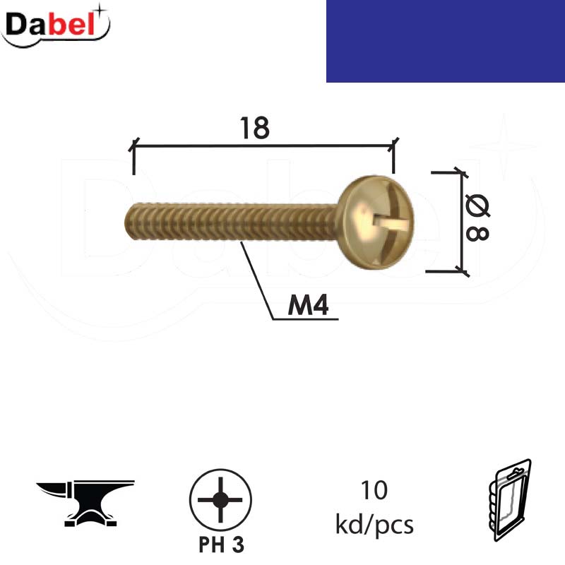 Vijak za ručicu VN2 ZnŽ M4x18/8mm (15kom) DBP4