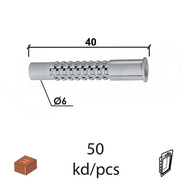 Tipl za blok GUZVAJUCI Bela fi 6x45mm (50kom)