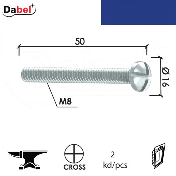 Vijak mašinski VM3 ZnB M8x50/16mm (2kom) DIN7985 DBP1