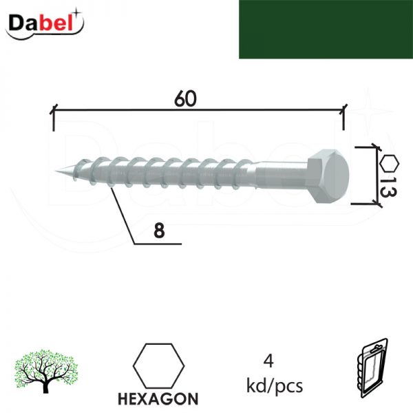 Vijak SALONIT ZnB 8×60/13mm (4kom) OK13 XPD