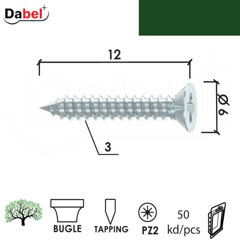 Vijak za ivericu VK0 ZnB 3,0×12/6mm