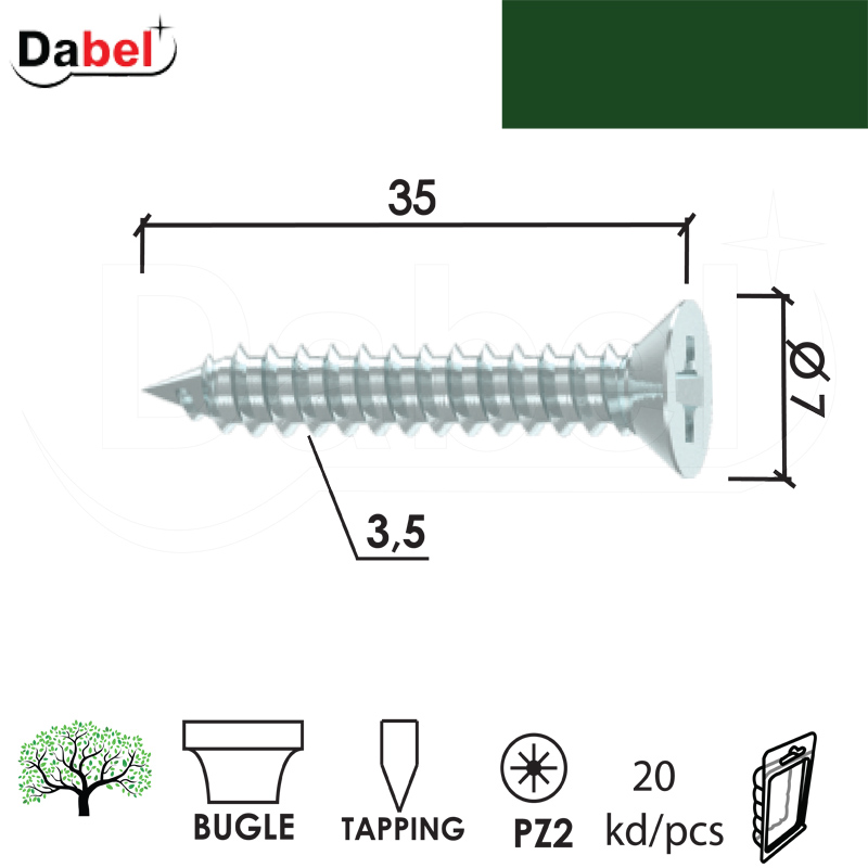 Vijak za ivericu VK0 ZnB 3,5×35/7mm (20kom)