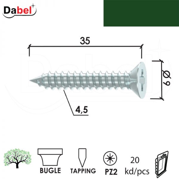 Vijak za ivericu VK0 ZnB 4,5×35/9mm (10kom) PZ2 DBP4
