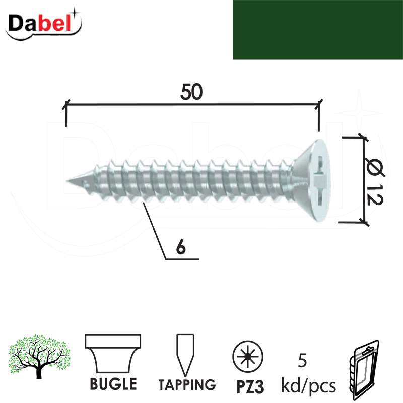 Vijak za ivericu VK0 ZnB 6,0×50/12mm (5kom)