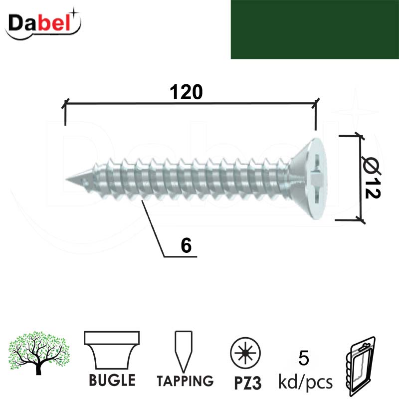 Vijak za ivericu VK0 ZnB 6xx120mm LIH-LIN DIN7505/JUS515