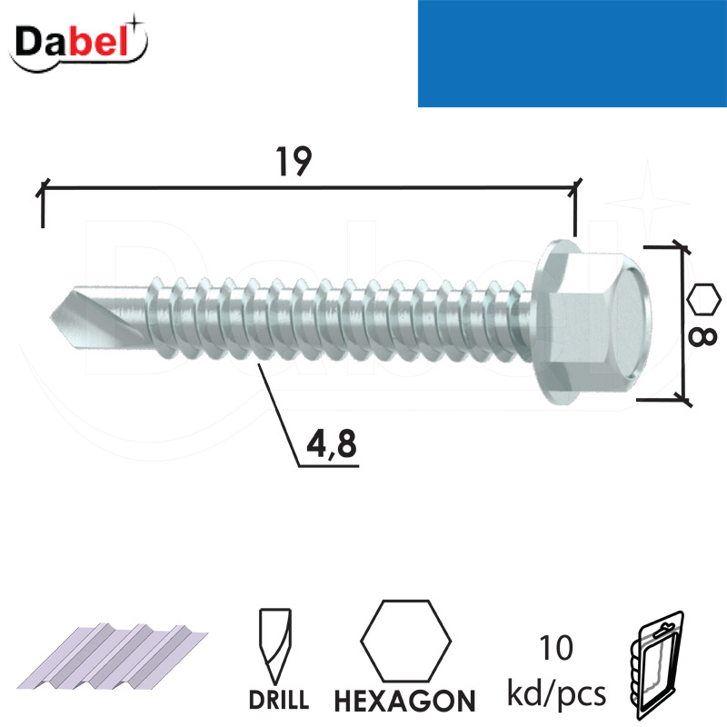Vijak za lim VL1 ZnB 4,8×19/8mm
