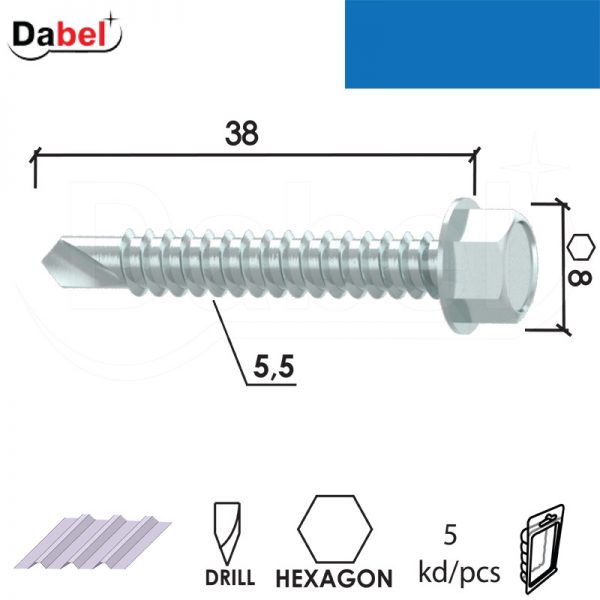 Vijak za lim VL1 ZnB 5,5×38/8mm (5kom) OK8 DBP4