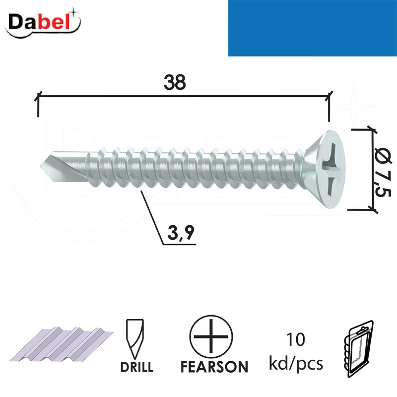 Vijak za lim VL2 ZnB 3,9×38/7,5mm