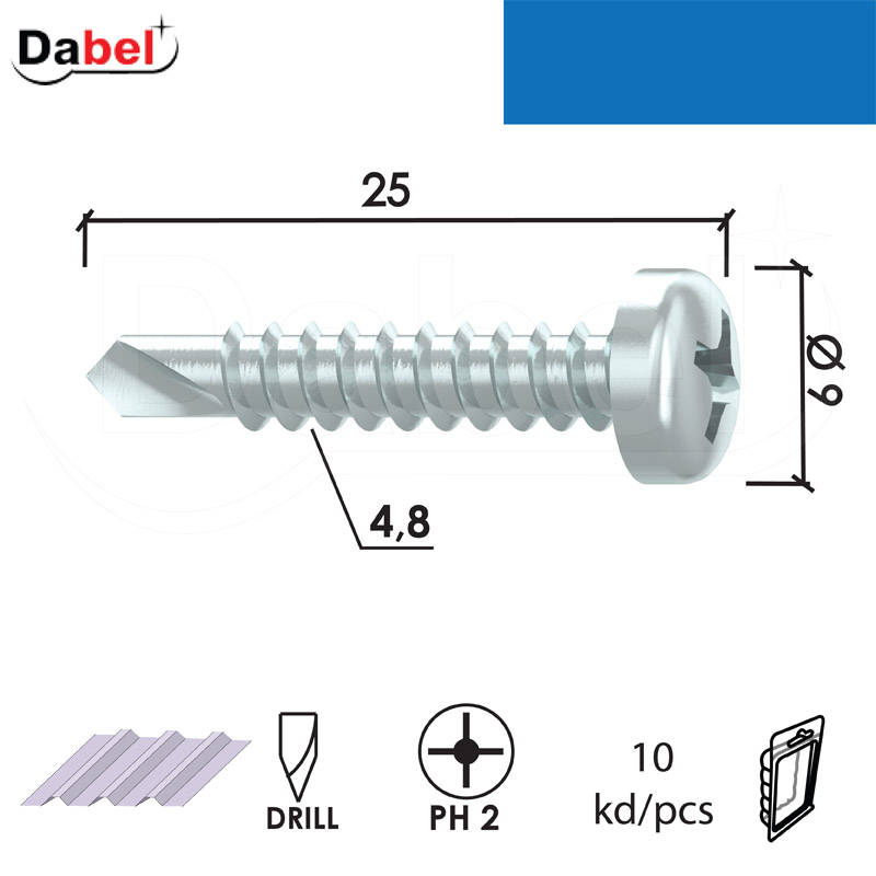 Vijak za lim VL3 ZnB 4,8×25/9mm