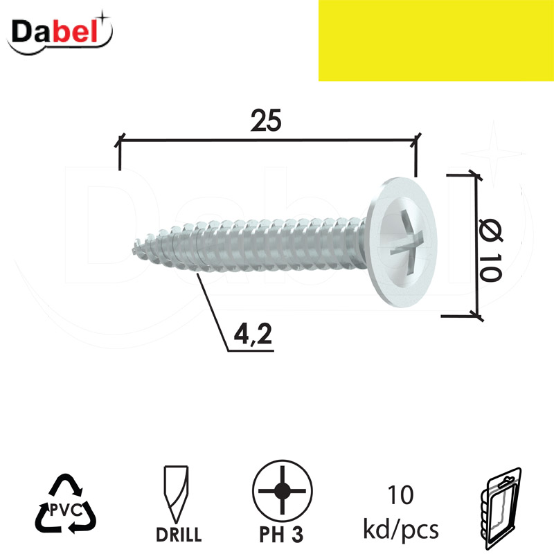 Vijak za plastiku VP1 ZnB 4,2×25/10mm
