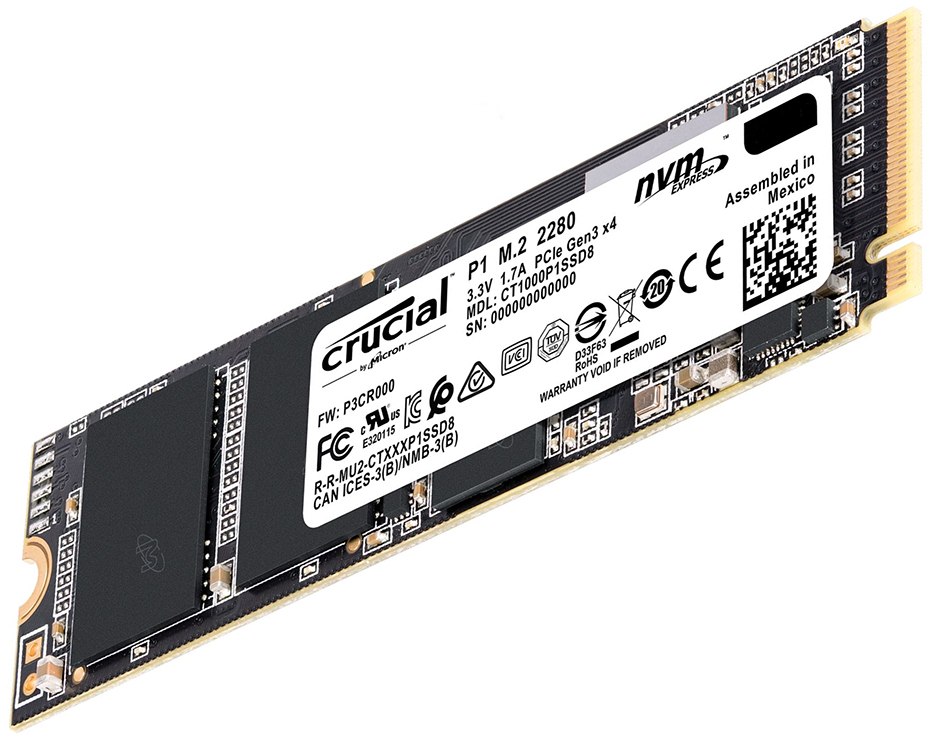 SSD Solid State Drive CRUCIAL P1 / kapacitet 500GB / interfejs PCIe NVMe / format M.2 2280 / TBW 100TB / Čitanje 1.900MBs / Pisanje 950MBs / IOPS Čitanje 90.000 fajlova / IOPS Pisanje 220.000 fajl...