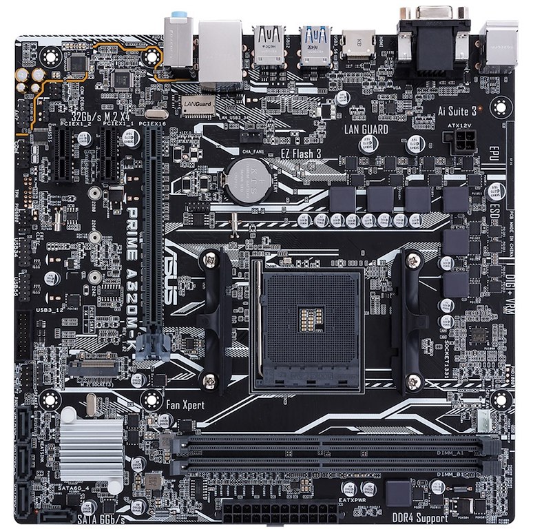 Matična ploča ASUS AMD / Socket AM4 / čipset A320 / memorija 2 x DDR4 / video izlaz VGA HDMI 1.4 / skladištenje podataka M.2 Socket 3 i 4 x SATA / eksterni port 4 x USB 3.1 / eksterni port 2 x USB...