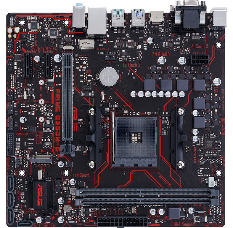 Matična ploča ASUS AMD / Socket AM4 / čipset B350 / memorija 2 x DDR4 / video izlaz VGA DVI HDMI 1.4 / skladištenje podataka M.2 Socket 3 i 4 x SATA / eksterni port 6 x USB 3.1 / interni port 2 x ...