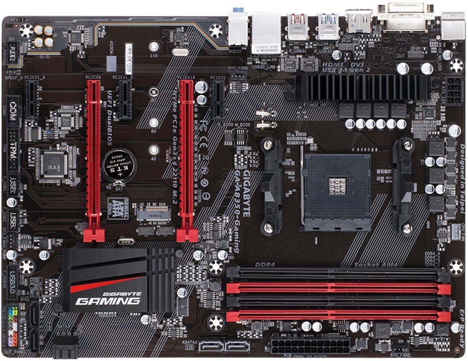 Matična ploča GIGABYTE AMD / Socket AM4 / čipset B350 / memorija 4 x DDR4 / video izlaz DVI HDMI 1.4 / skladištenje podataka M.2 Socket 3 i 6 x SATA / eksterni port 6 x USB 3.1 / eksterni port 2 x...