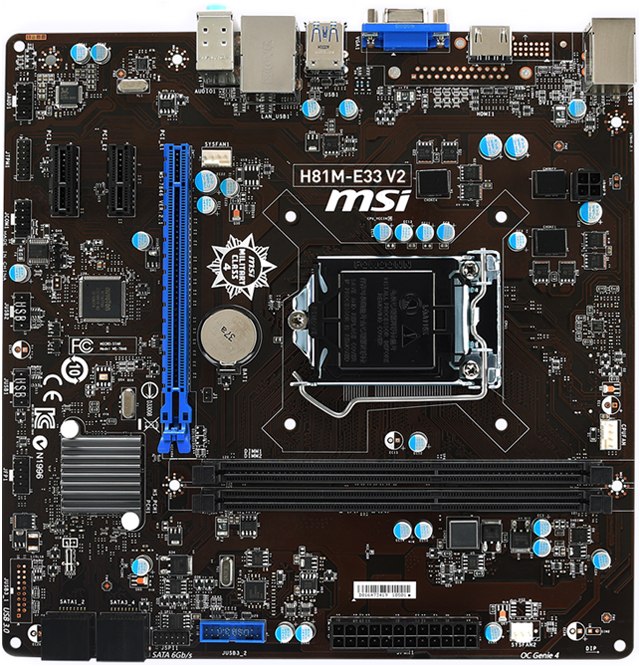 Matična ploča MSI INTEL H81M-E33 V2 Micro ATX 2xDDR3 2xSATAII 2xSATAIII 2xUSB 3.0 6xUSB 2.0 3xPCI Express 1xVGA 1xHDMI Socket 1150