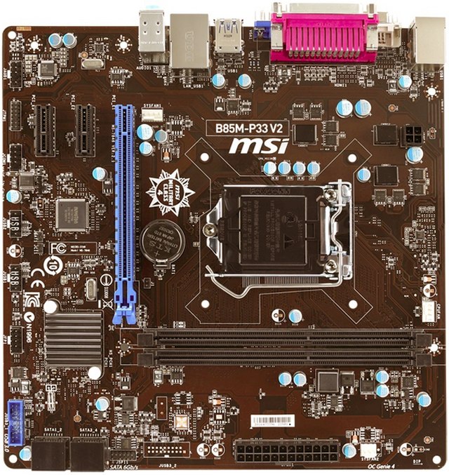 Matična ploča MSI INTEL B85M-P33 V2 Micro ATX 2xDDR3 2xSATAII 2xSATAIII 2xUSB 3.0 6xUSB 2.0 3xPCI Express 1xVGA 1xDVI 1xparalelni Socket 1150