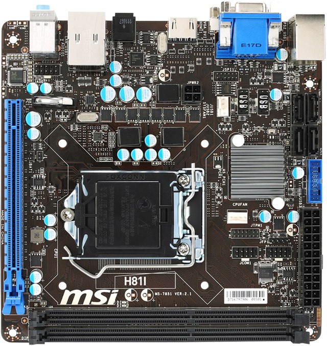 Matična ploča MSI INTEL H81I Mini ITX 2xDDR3 2xSATAII 2xSATAIII 3xUSB 3.0 4xUSB 2.0 1xPCI Express 1xVGA 1xDVI 1xHDMI Socket 1150