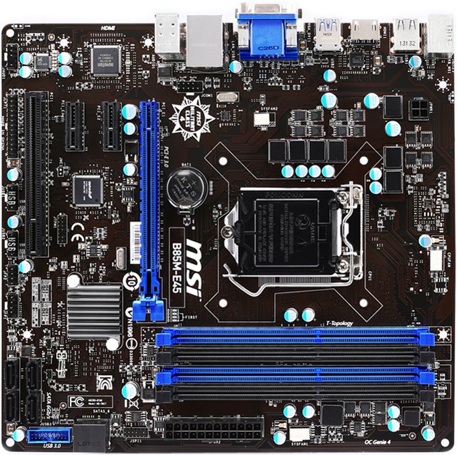 Matična ploča MSI INTEL B85M-E45 Micro ATX 4xDDR3 2xSATAII 4xSATAIII 3xUSB 3.0 6xUSB 2.0 2xPCI Express 1xPCI 1xVGA 1xDVI 1xHDMI Socket 1150