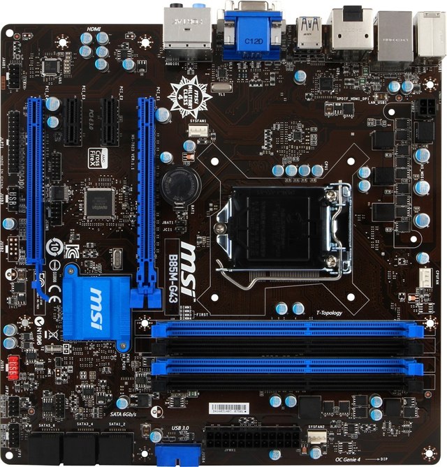 Matična ploča MSI INTEL B85M-G43 Micro ATX 4xDDR3 2xSATAII 4xSATAIII 3xUSB 3.0 6xUSB 2.0 3xPCI Express 1xVGA 1xDVI 1xHDMI 1xDisplayPort Socket 1150