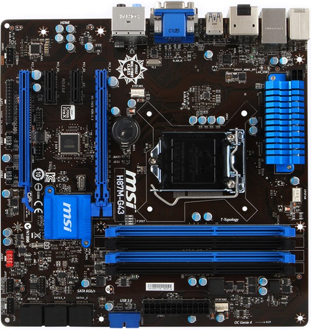 Matična ploča MSI INTEL H87M-G43 Micro ATX 4xDDR3 6xSATAIII 3xUSB 3.0 5xUSB 2.0 4xPCI Express 1xVGA 1xDVI 1xHDMI 1xDisplayPort Socket 1150