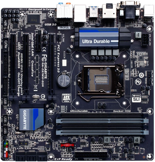 Matična ploča GIGABYTE INTEL GA-Z87MX-D3H Micro ATX 4xDDR3 6xSATAIII 5xUSB 3.0 5xUSB 2.0 3xPCI Express 1xPCI 1xVGA 1xDVI 1xHDMI 1xDisplayPort Socket 1150