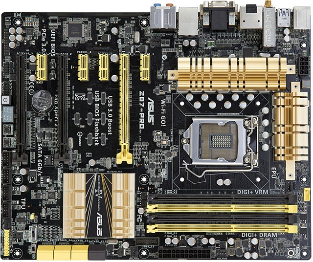 Matična ploča ASUS INTEL Z87-PRO ATX 4xDDR3 8xSATAIII 7xUSB 3.0 4xUSB 2.0 7xPCI Express 1xVGA 1xDVI 1xHDMI 1xDisplayPort Wi-Fi Bluetooth Socket 1150