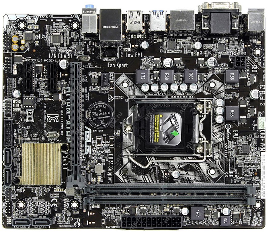 Matična ploča ASUS INTEL / Socket 1151 / čipset H110 / memorija 2 x DDR4 / video izlaz VGA DVI HDMI DisplayPort / skladištenje podataka 4 x SATA / eksterni port 2 x USB 3.1 / eksterni port 4 x USB...