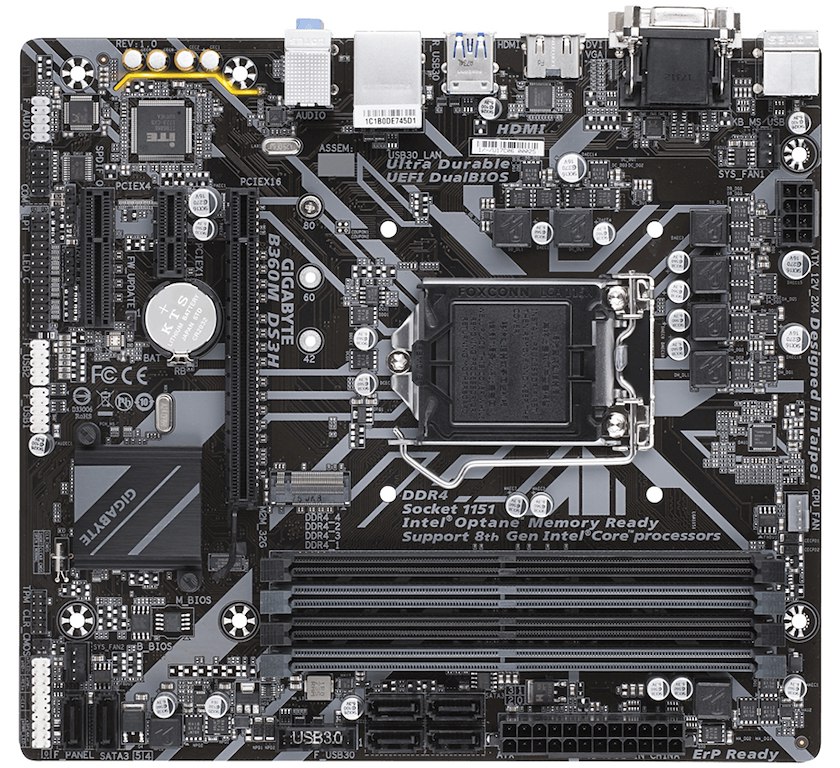 Matična ploča GIGABYTE INTEL / Socket 1151 / čipset B360 / memorija 4 x DDR4 / video izlaz DVI HDMI 1.4 / skladištenje podataka M.2 Socket 3 i 6 x SATA / eksterni port 4 x USB 3.1 / eksterni port ...