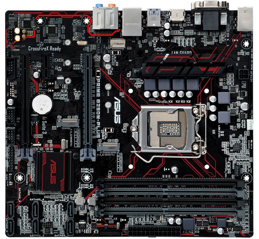 Matična ploča ASUS INTEL / Socket 1151 / čipset B250 / memorija 4 x DDR4 / video izlaz VGA DVI HDMI 1.4 / skladištenje podataka 2 x M.2 Socket 3 konektor i 6 x SATA / eksterni port 3 x USB 3.1 / e...