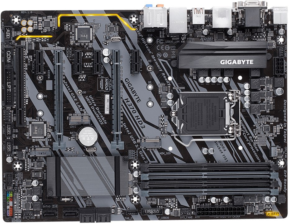 Matična ploča GIGABYTE INTEL / Socket 1151 / čipset H370 / memorija 4 x DDR4 / video izlaz DVI HDMI 1.4 / skladištenje podataka 2 x M.2 Socket 3 i 6 x SATA / eksterni port 6 x USB 3.1 / eksterni p...