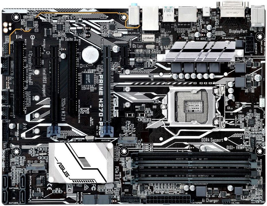 Matična ploča ASUS INTEL / Socket 1151 / čipset H270 / memorija 6 x DDR4 / video izlaz DVI HDMI 1.4 DisplayPort / skladištenje podataka 2 x M.2 i 4 x SATA / eksterni port 5 x USB 3.1 / interni por...