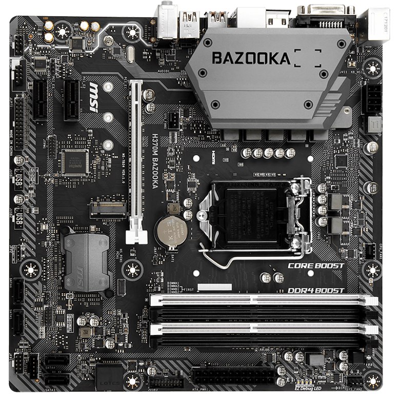 Matična ploča MSI INTEL / Socket 1151 / čipset H370 / memorija 4 x DDR4 / video izlaz DVI HDMI 1.4 / skladištenje podataka M.2 Socket 3 i 6 x SATA / eksterni port 4 x USB 3.1 / eksterni port 2 x U...