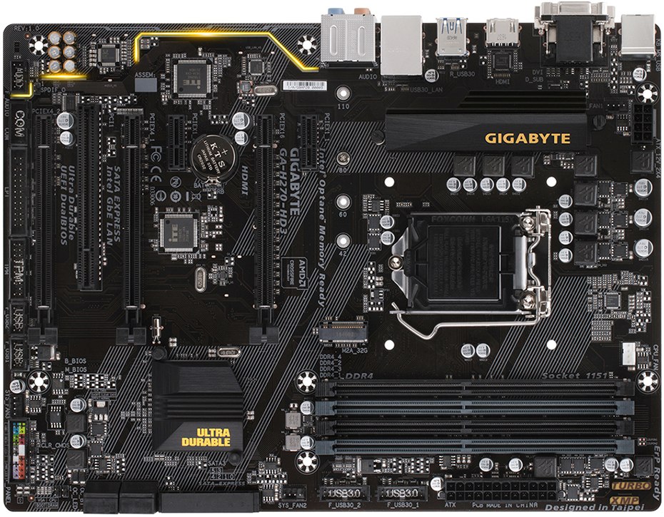 Matična ploča GIGABYTE INTEL / Socket 1151 / čipset H270 / memorija 4 x DDR4 / video izlaz VGA DVI HDMI 1.4 / skladištenje podataka M.2 i SATA Express i 6 x SATA / eksterni port 4 x USB 3.1 / inte...