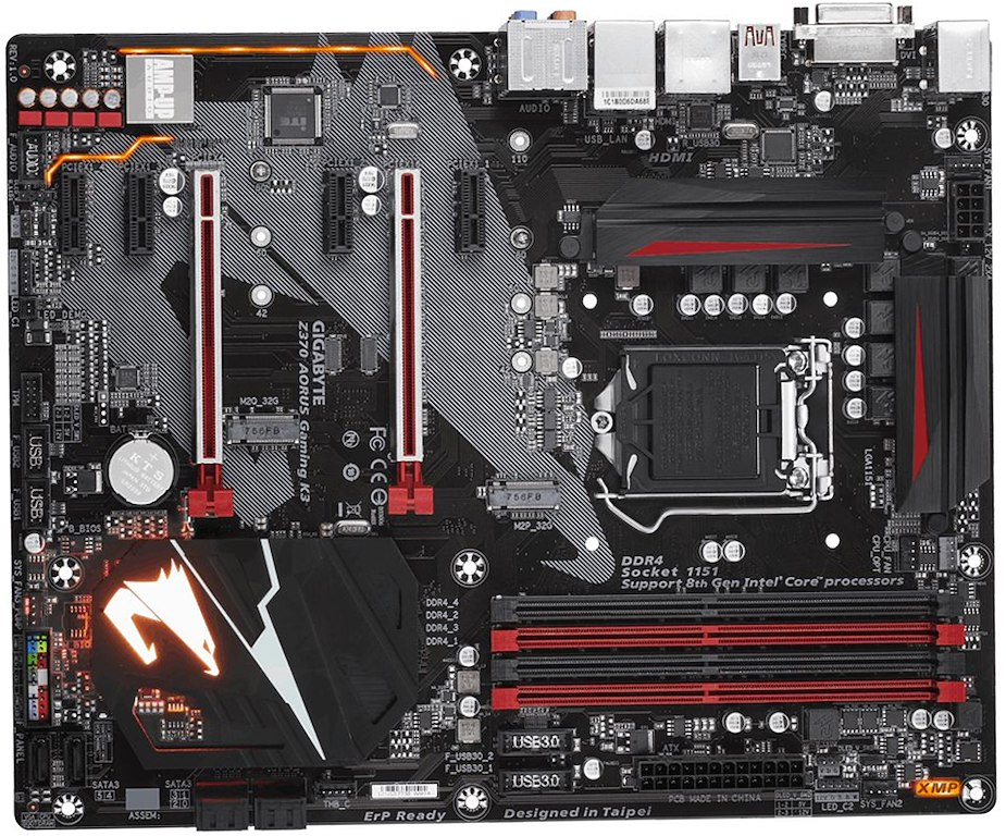 Matična ploča GIGABYTE INTEL / Socket 1151 / čipset Z370 / memorija 4 x DDR4 / video izlaz DVI HDMI 1.4 / skladištenje podataka 2 x M.2 Socket 3 i 6 x SATA / eksterni port 6 x USB 3.1 / eksterni p...