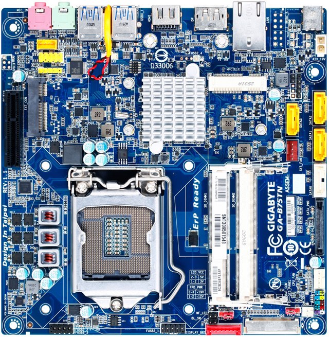 Matična ploča GIGABYTE INTEL GA-B75TN Mini ITX 2xDDR3 1xSATAIII 3xSATAII 1xmSATA 4xUSB 3.0 4xUSB 2.0 1xPCI Express 1xminiPCI 1xHDMI 1xDisplayPort 1xLVDS Socket 1155