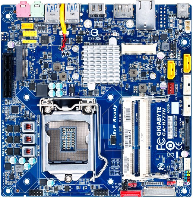 Matična ploča GIGABYTE INTEL GA-H77TN Mini ITX 2xDDR3 2xSATAIII 2xSATAII RAID 1xmSATA 4xUSB 3.0 4xUSB 2.0 1xPCI Express 1xminiPCI Express 1xHDMI 1xDisplayPort 1xLVDS Socket 1155