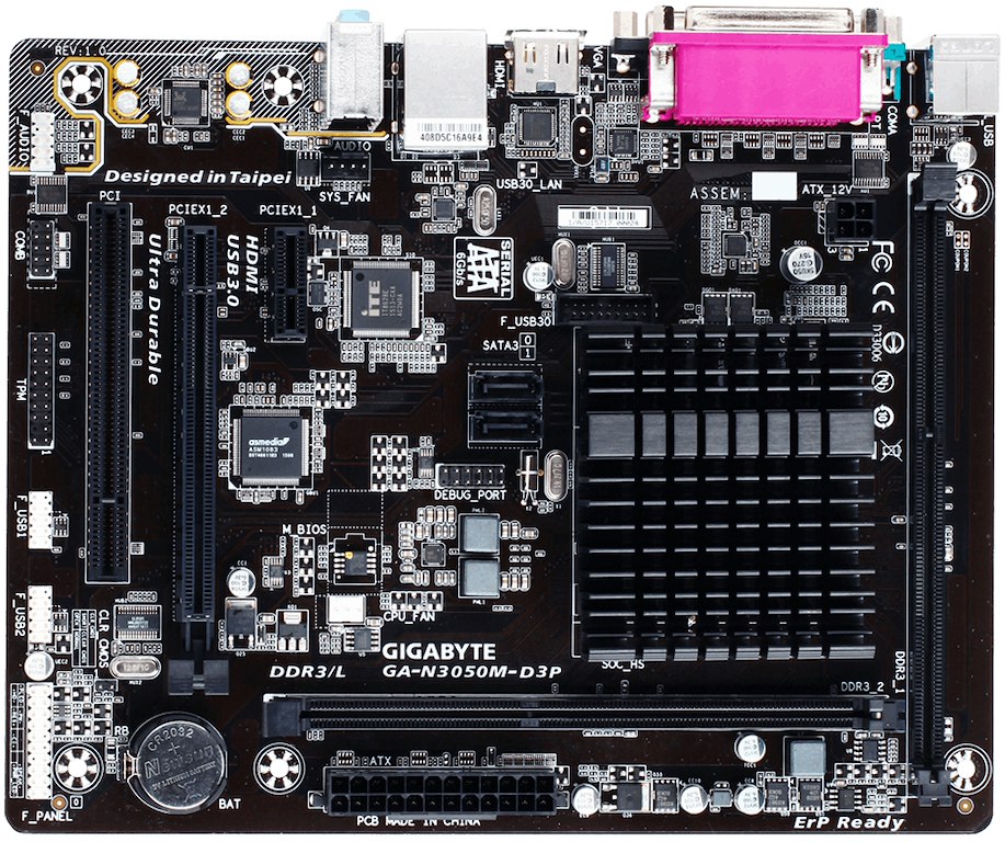 Matična ploča GIGABYTE Socket 1170 Micro ATX 2xSATAIII 2xDDR3 2xUSB 3.0 2xUSB 2.0 VGA HDMI 2xPCI Express 1xPCI + Intel Celeron Dual-Core N3050 1.6GHz GA-N3050M-D3P