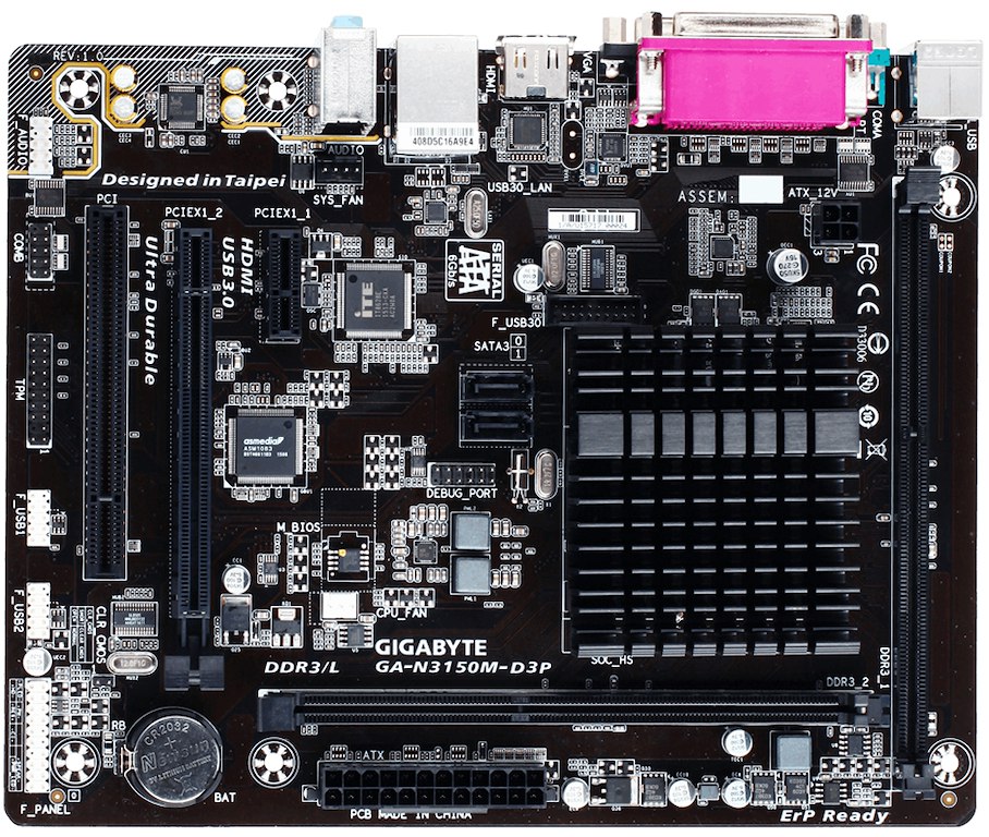 Matična ploča GIGABYTE Socket 1170 Micro ATX 2xSATAIII 2xDDR3 2xUSB 3.0 2xUSB 2.0 VGA HDMI 2xPCI Express 1xPCI + Intel Celeron Quad-Core N3150 1.6GHz GA-N3150M-D3P