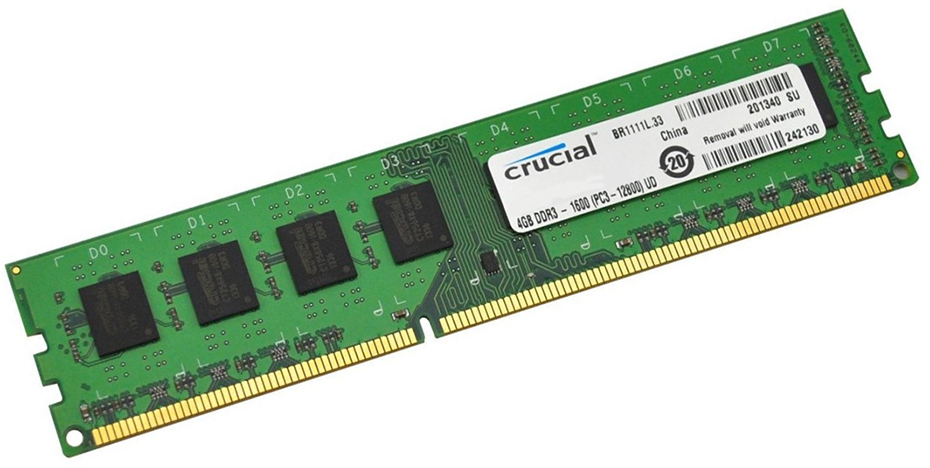 RAM Memorija za kompjuter CRUCIAL 4GB DDR3L 1600MHz PC3-12800 DIMM CL11 1.35V Low Voltage 240-pinova CT51264BD160BJ