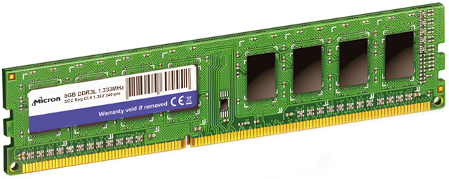 RAM Memorija za server MICRON MT18KSF1G72PDZ-1G4D1 ECC Registered 8GB DDR3L 1.333MHz PC3L-10600R RDIMM CL9 1.35V Low Voltage 9-čipova 2Rx8 512Mx8 Dual Ranked 240-pinova