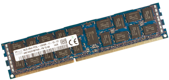 RAM Memorija za server HYNIX HMT42GR7BFR4A-PBT8 ECC Registered 16GB DDR3L 1.600MHz PC3L-12800R RDIMM CL11 1.35V Low Voltage 37-čipova 2Rx4 1Gx4 Dual Ranked 240-pinova