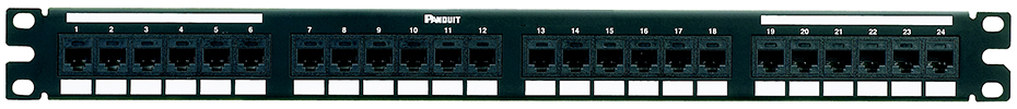 Patch panel PANDUIT 1U / 24-portni / kategorija UNIVERZAL / tip MODULARAN OKLOPLJEN / model CP24WSBLY