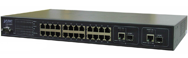 Upravljivi svič PLANET FGSW-2620PVM 24-port 10/100Mbps 2xGigabit TP/SFP PoE Layer 2