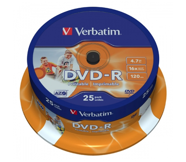 Verbatim DVD-R 4.7GB 16X 25 komada Wide Printable Surface Cake Box 43538