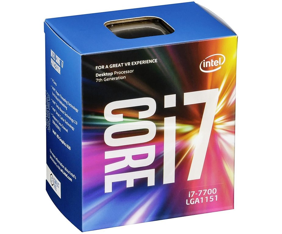 Procesor INTEL Core i7-7700 / Socket 1151 / generacija 7 / 4-jezgra / radna frekvencija 3.6GHz / turbo radna frekvencija 4.2GHz / keš memorija 8MB / termalna snaga 65W