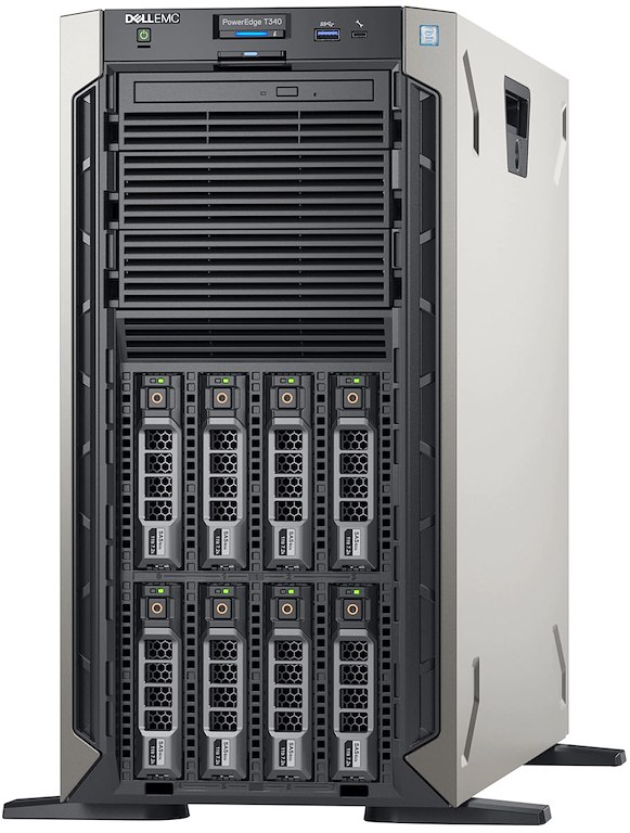 Server DELL PowerEdge T340 / procesor INTEL Xeon® E-2224 4.6GHz 8MB 4-jezgra / memorija 64GB DDR4 2666MHz ECC Unbuffered / hardverski RAID Kontroler PERC H330 / napajanje 495W / kućište Middle Tower