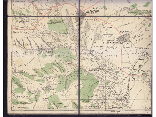 NEGOTIN detaljna vojna karta- mapa c.1900