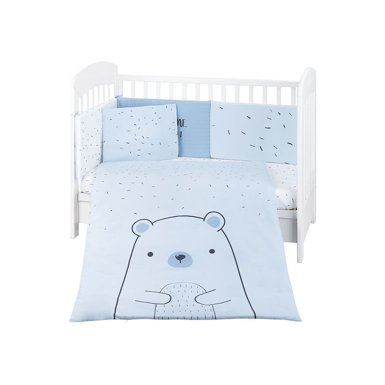 Kikka Boo Posteljina sa ogradicom za bebi krevetac 6 pcs 60x120cm Bear with Me Blue KKB60115