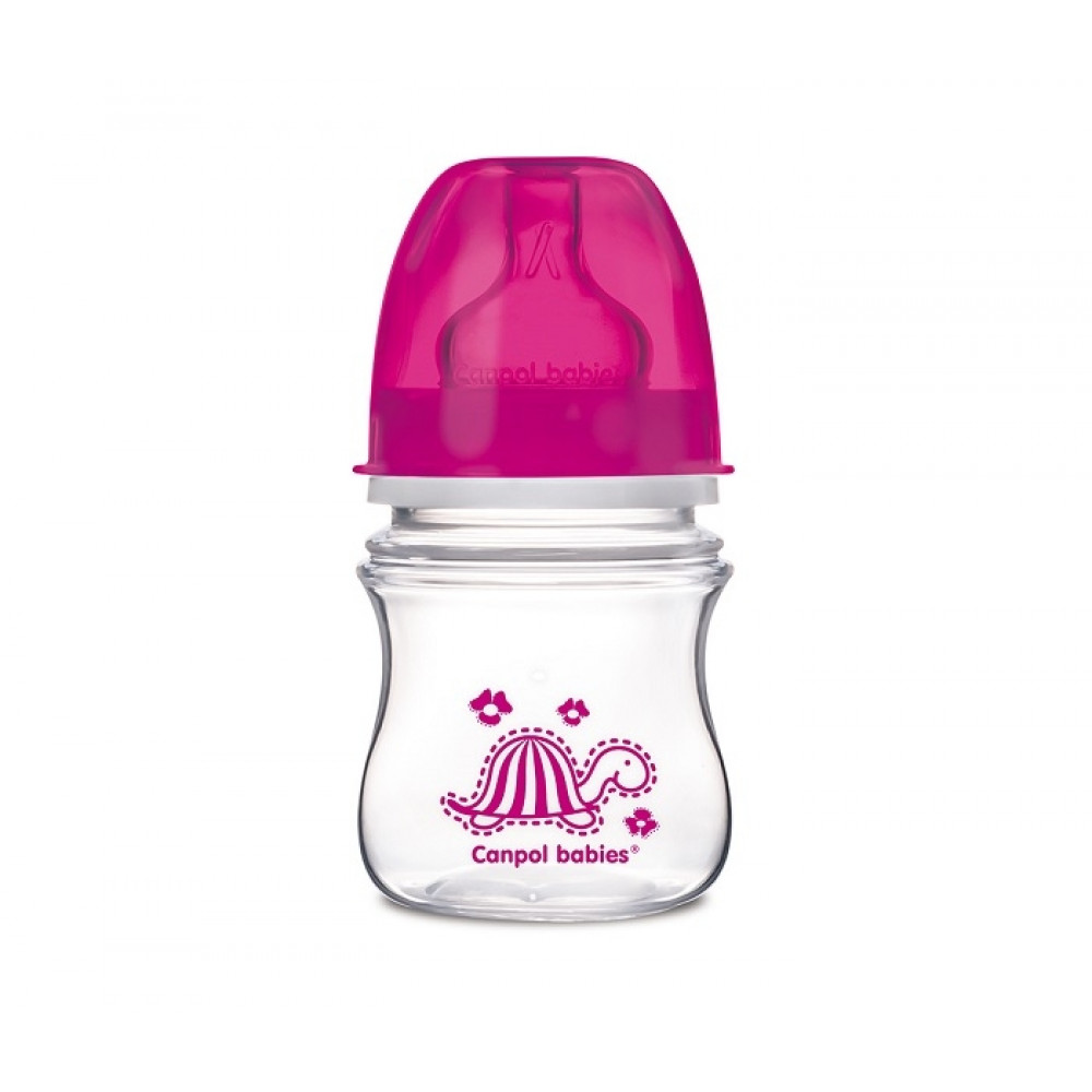 CANPOL BABIES flašica široki vrat,antikolik easy start - colorful animals 120ML - roze 35/205