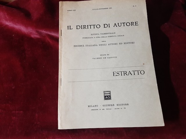 501 IL DIRITTO DI AUTORE - Živan Radojković + posveta a